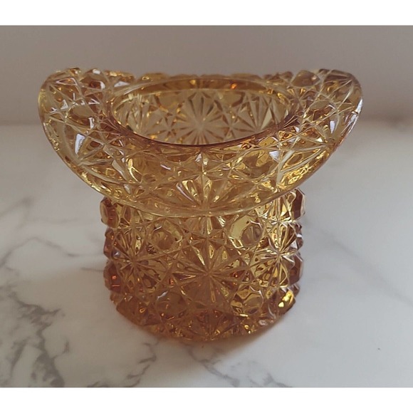 Fenton | Accents | Vtg Top Hat Fenton Amber Colored Starburst Pattern ...